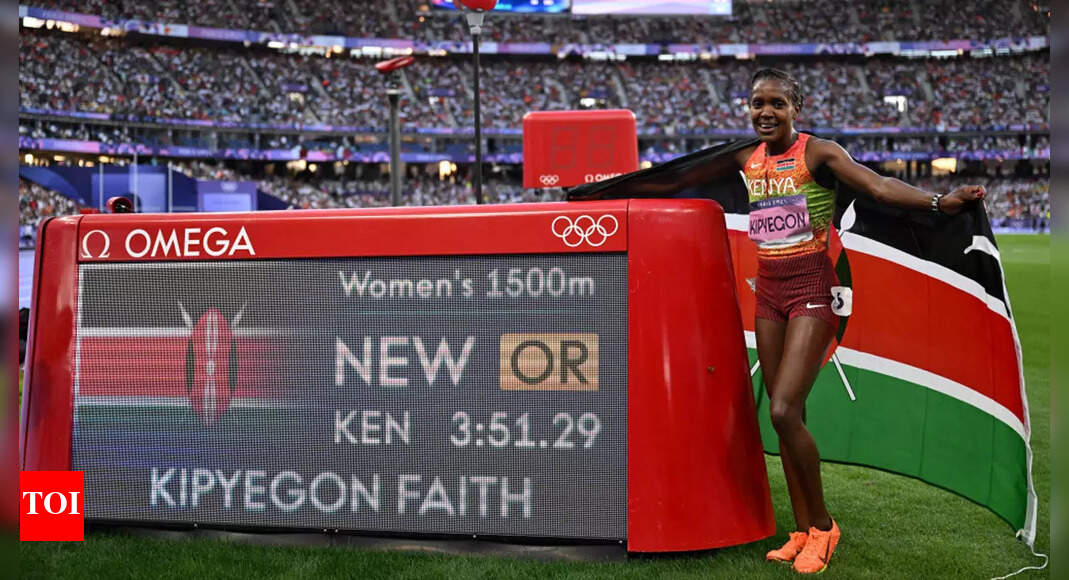 Brilliant Faith Kipyegon wins third straight Olympic women's 1,500m ...