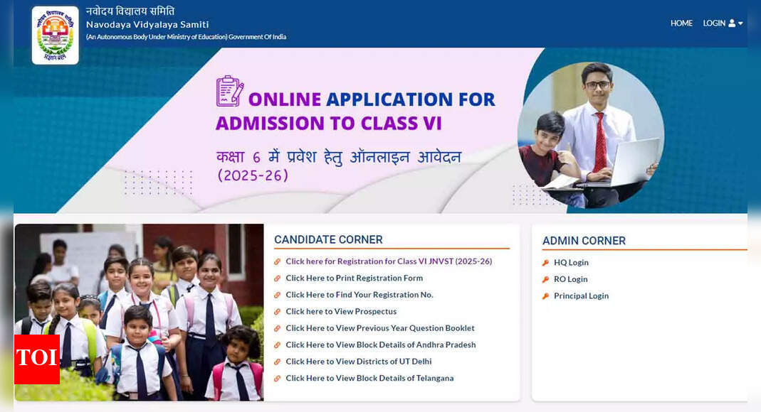 JNV Application Window for 2025 Admission Open: Direct Link and Other ...