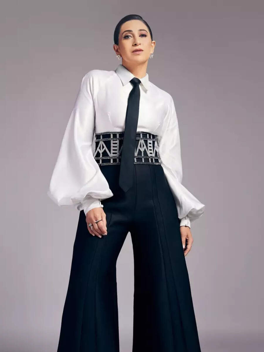 Karisma Kapoor exudes boss babe vibes in a black and white jumpsuit ...