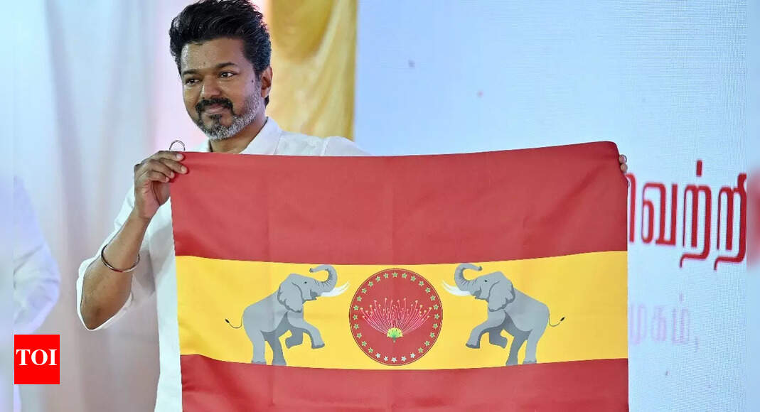 Actor Vijay unveils TVK flag; what do its colour and emblem signify? | Chennai News - Times of India