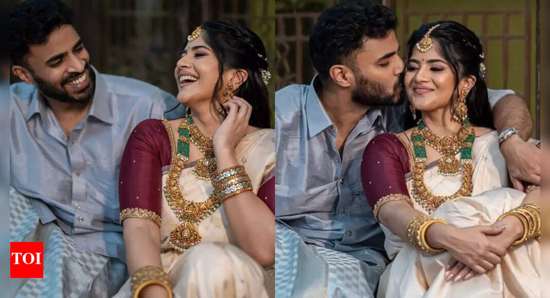 Dreamy yet traditional: Engagement pictures of Telugu actress Megha ...