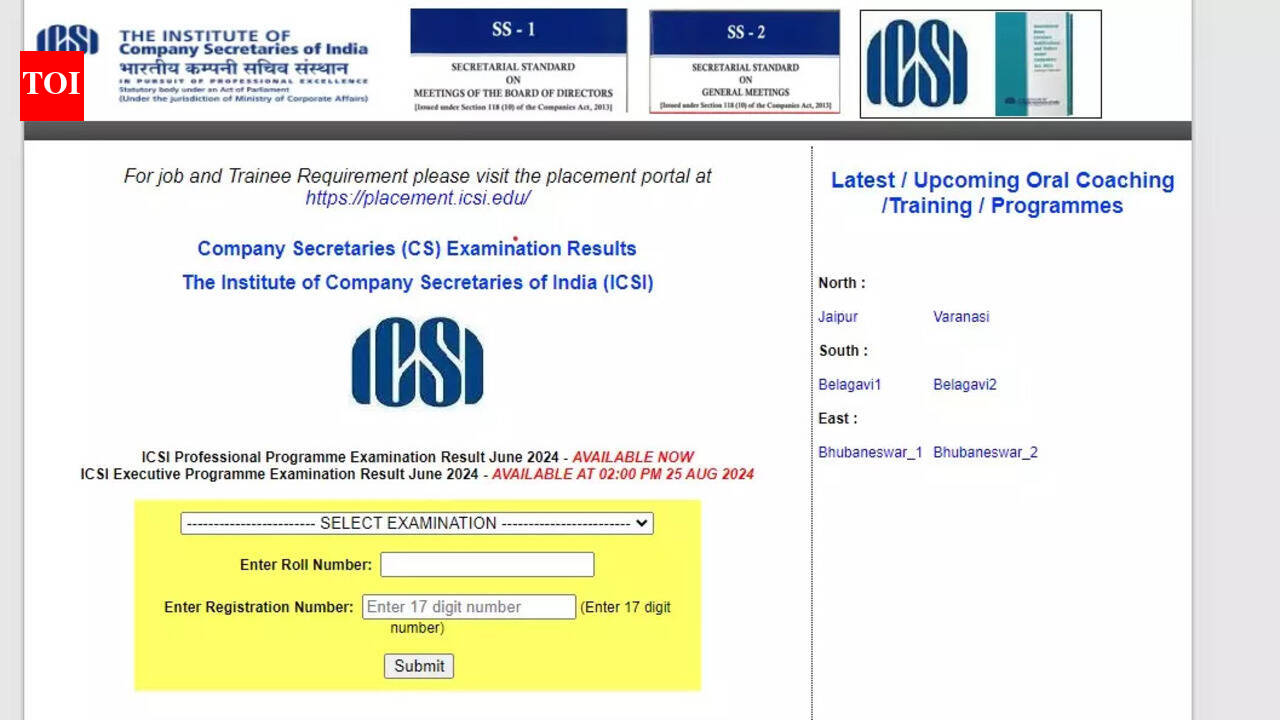 ICSI Result 2024 Live: CS Executive results for June 2024 session ...