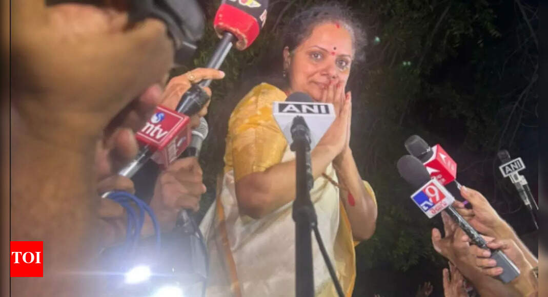 BRS leader K Kavitha walks out of jail after 5 months, says 'we are fighters' | India News ...