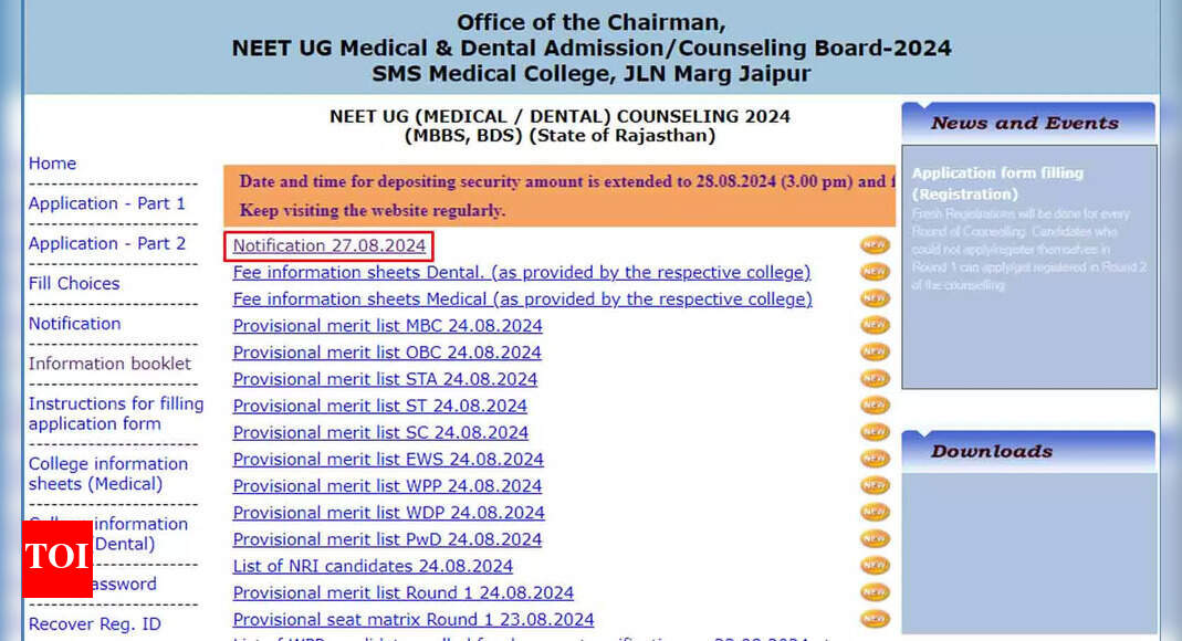 Rajasthan NEET UG 2024: Revised Counselling Schedule for MBBS and BDS Admissions Released; First ...