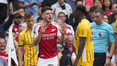Premier League: Declan Rice sent off as Arsenal held by Brighton ...