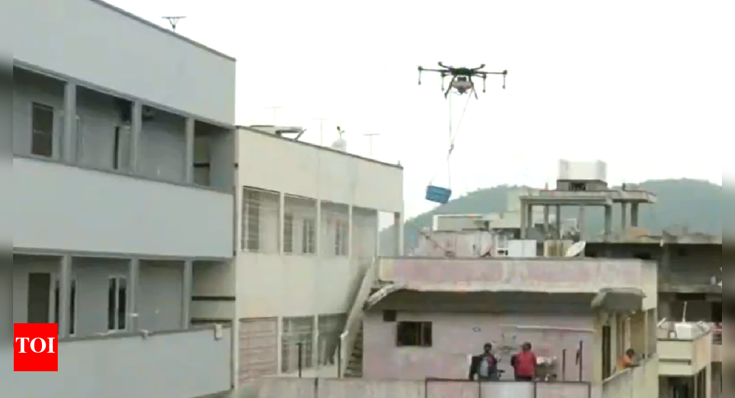 Andhra Pradesh rains: Airdropping of food, water begins in flood-hit Vijayawada | Vijayawada ...