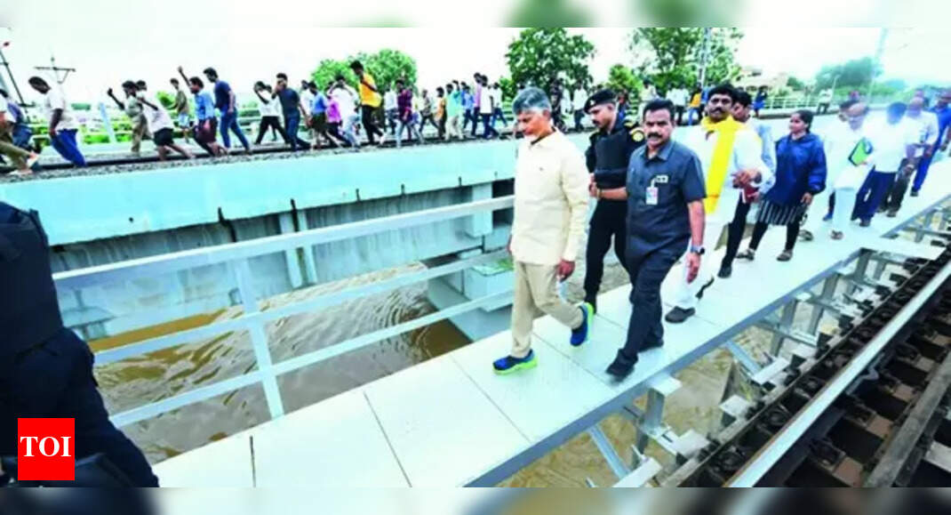 N Chandrababu Naidu: Close shave for CM Naidu on railway bridge during visit to flood-hit areas ...