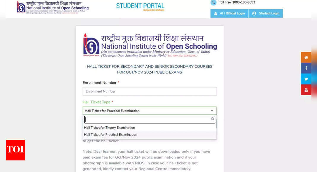 NIOS Admit Cards for Class 10, 12 Practical Exams Released at nios.ac ...