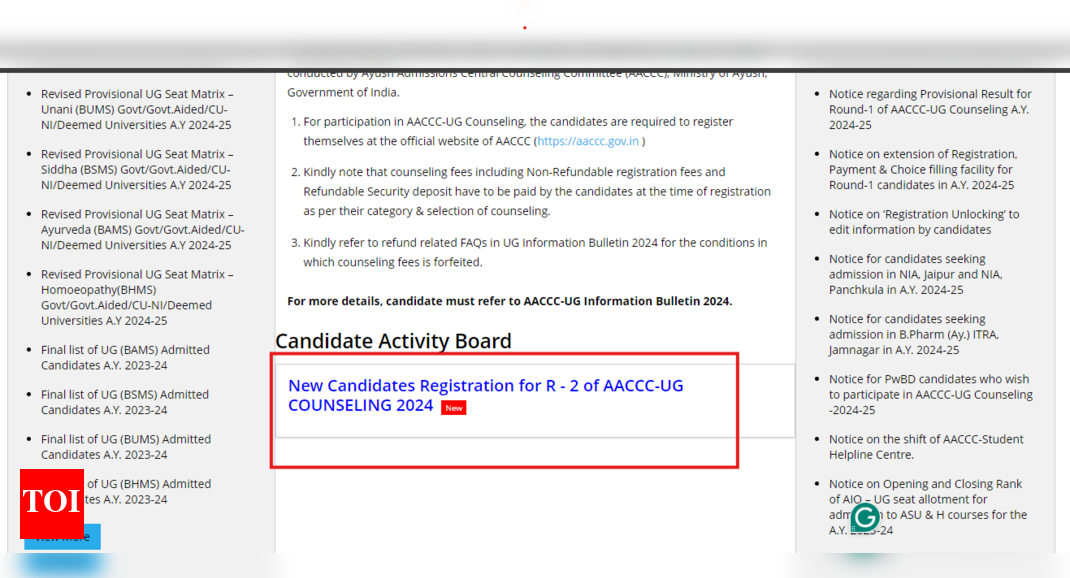 AYUSH NEET UG counselling round 2 registration starts at aaccc.gov.in: Direct link to apply here ...