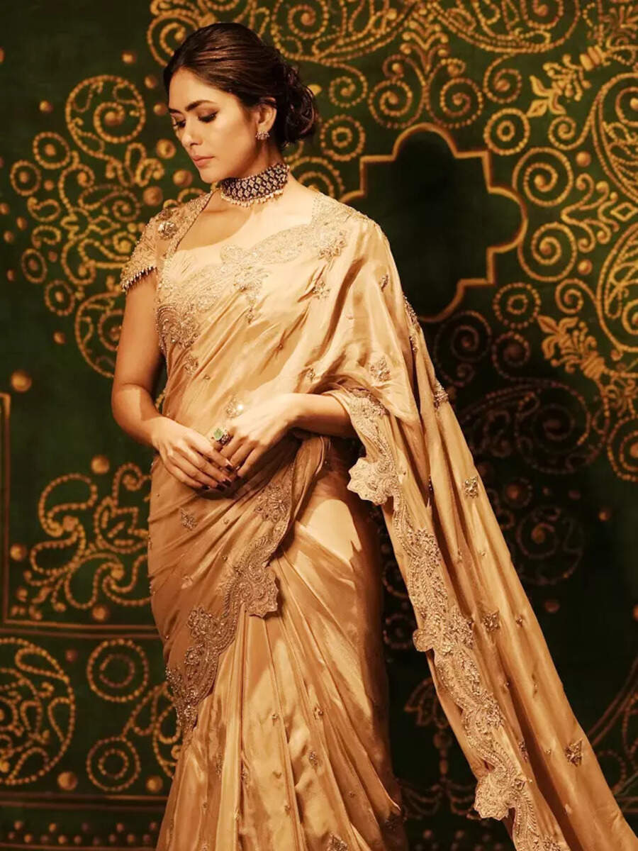 Mrunal Thakur serves the perfect festive-ready look in a dazzling beige ...