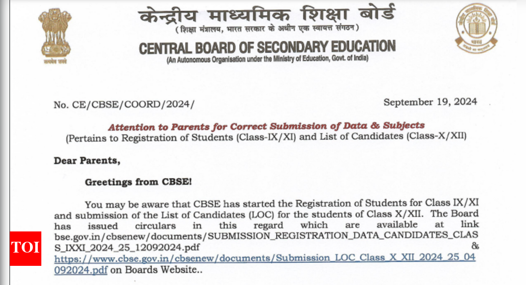 CBSE issues important notice for parents on the correct submission of ...