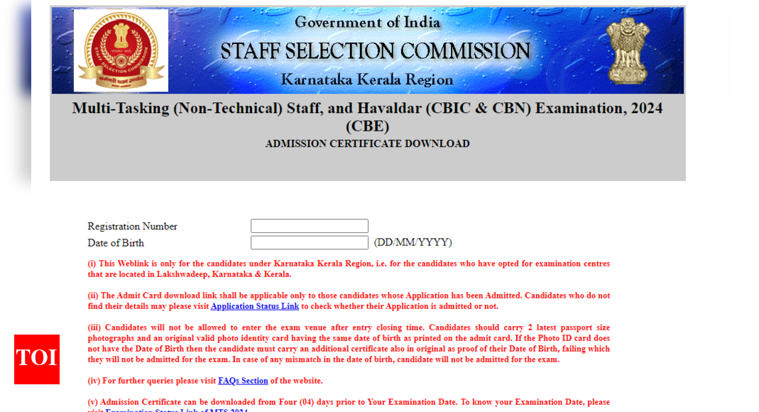 SSC MTS admit card released for Southern, KKR and Northern regions ...