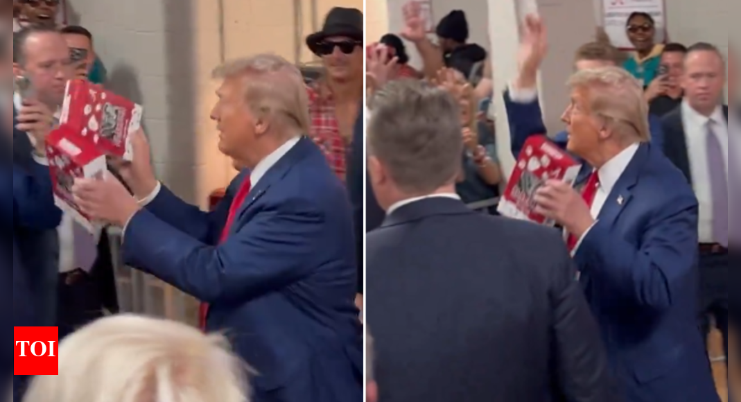 Watch: Trump tosses popcorn at stadium crowd that chants 'USA' on his ...