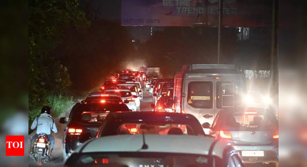 Traffic Bottleneck Crisis: Narrow Road from Crossings Republik to NH-9 ...