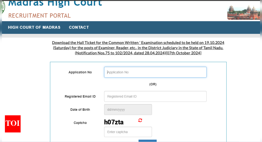 Madras High Court admit card 2024 for common written examination released at mhc.tn.gov.in ...
