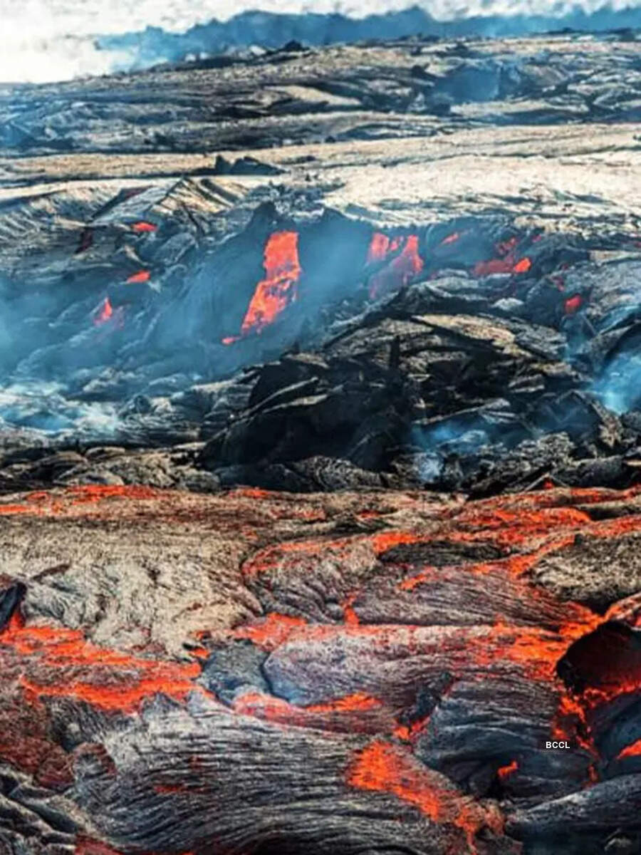 Stunning photos of hot lava mixing with ice in Iceland | Times of India