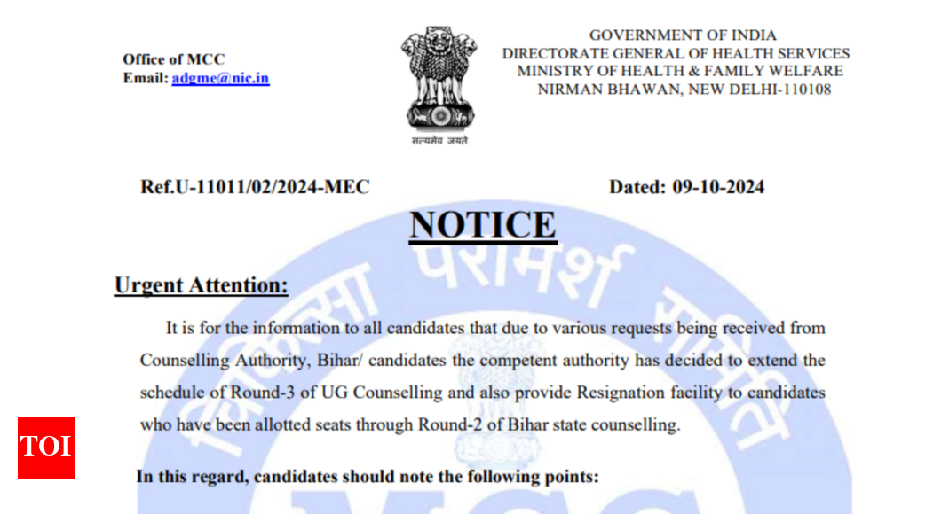 MCC issues important notice for NEET UG Counselling round 3, check ...