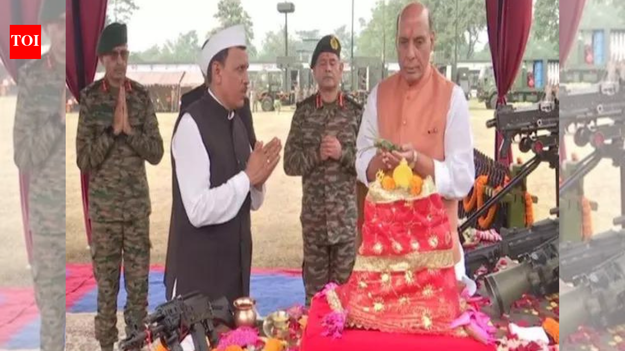 In pics: Defense minister Rajnath Singh performs Shastra pooja on Dusshera