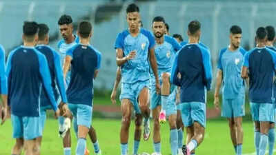 India plays out a 1-1 draw against Vietnam in a friendly football match ...