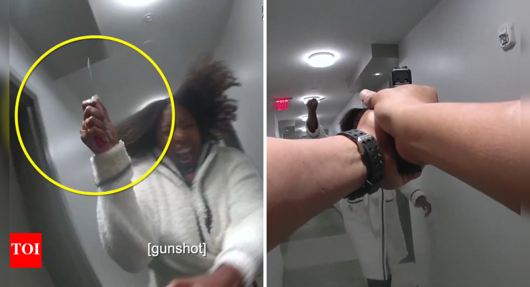 Disturbing video captures tense moments before cop shoots knife ...