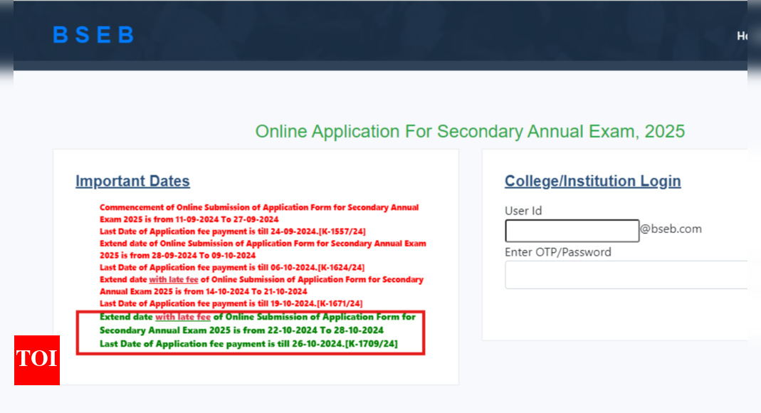BSEB Bihar Class 10, 12 board exam 2025 registration deadline extended ...