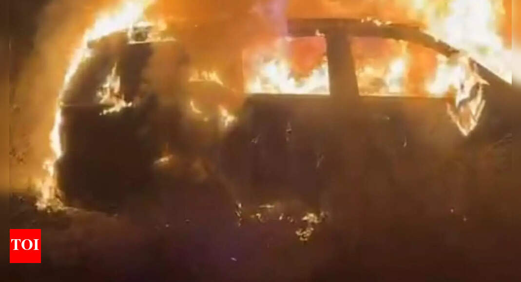 Watch: Charred body of man found inside Fortuner in Noida | Noida News ...