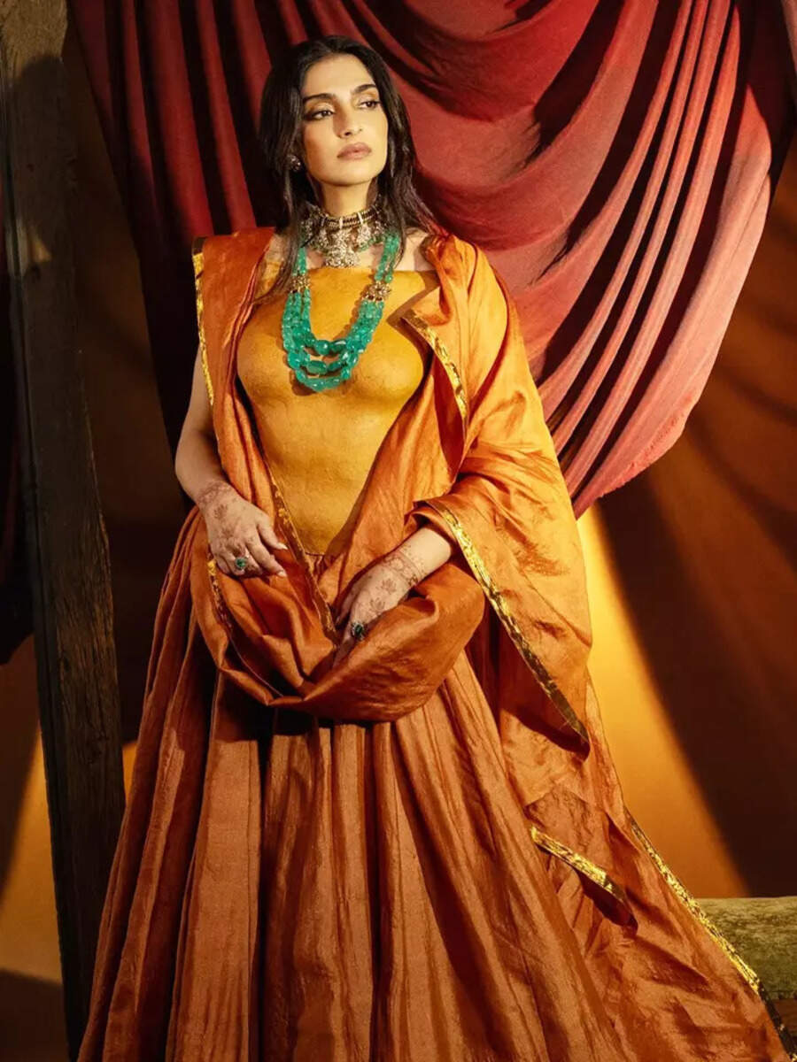 Sonam Kapoor stuns in a Khadi lehenga andcorset top made from red soil ...