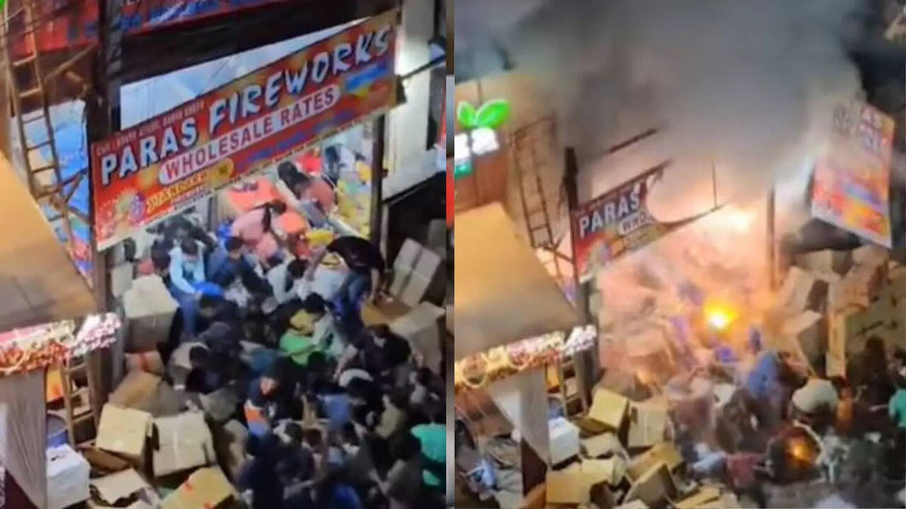 Watch: Huge Fire Breaks Out In Hyderabad's Cracker Shop, Terrifying ...
