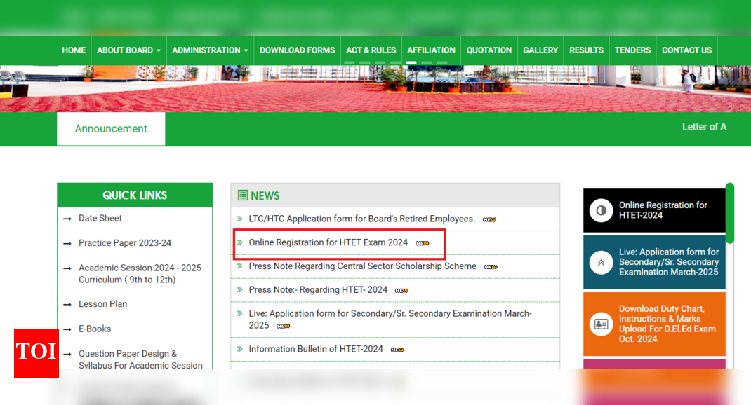 HTET 2024 registration begins: Check direct link and steps to apply - Times of India