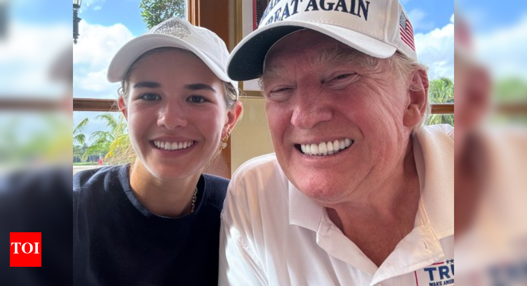 Donald Trump plays golf with his granddaughter Kai Trump and Elon Musk joins them! - Times of India
