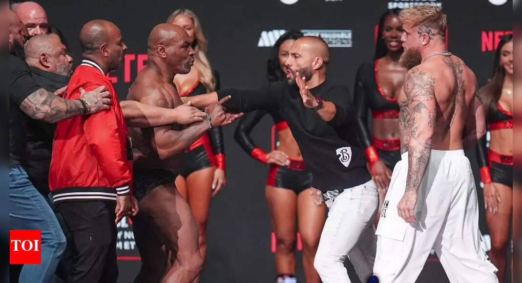 Watch: Mike Tyson slaps Jake Paul during final face-off ahead of ... Watch: Mike Tyson slaps Jake Paul during final face-off ahead of ...