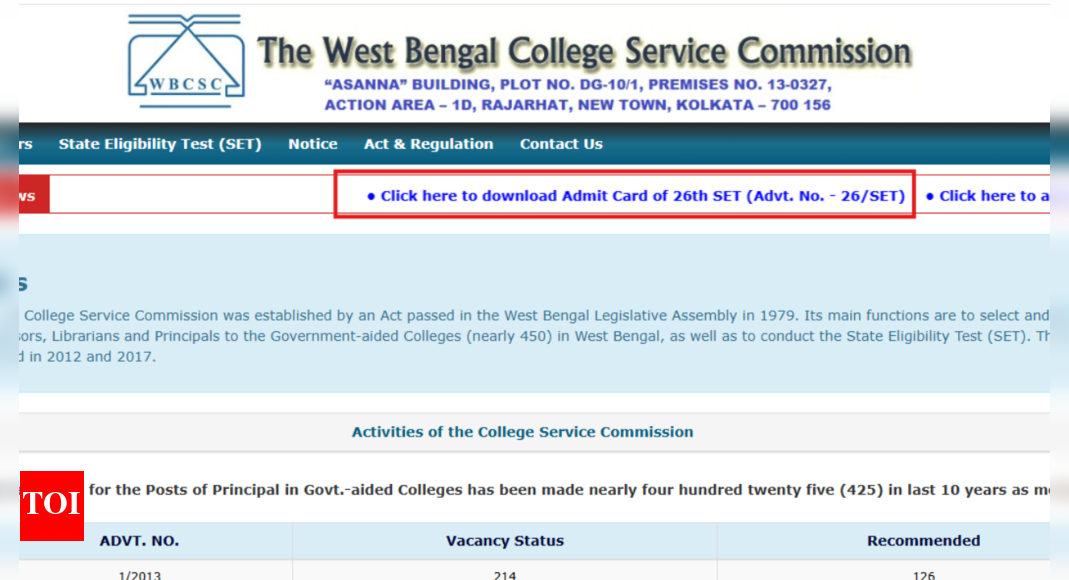 WB SET 2024 admit card released: Check direct link here | - Times of India