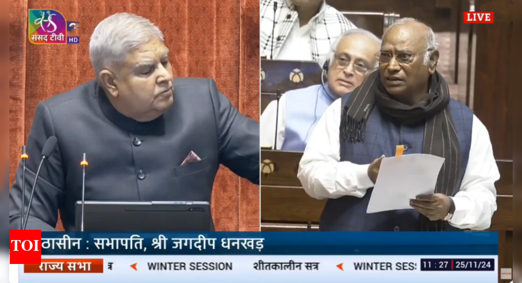 Watch: Mallikarjun Kharge and Jagdeep Dhankar in stand-off over Adani issue in Rajya Sabha ...