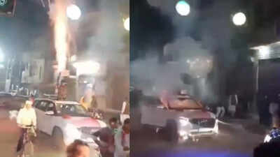 UP Wedding Car Fire: car catches fire in UP's Saharanpur after guest bursts firecrackers through ...