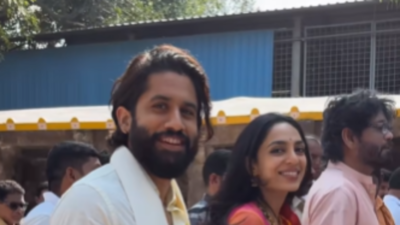 Naga Chaitanya and Sobhita Dhulipala make first public appearance as newlyweds during Srisailam ...