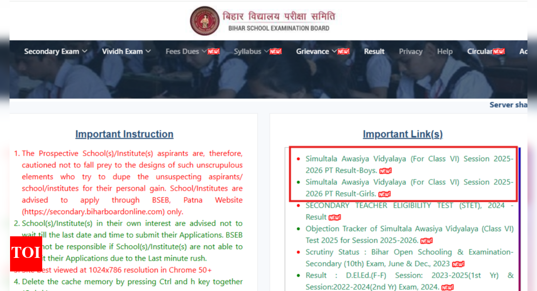 BSEB Bihar Simultala Awasiya Vidyalaya (SAV) Class 6 result 2025 declared: Check direct link ...