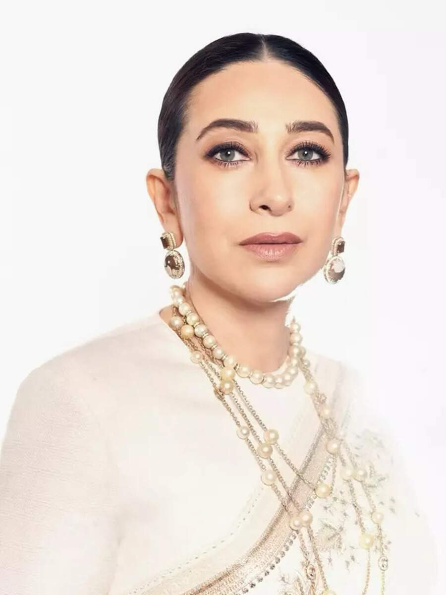 Karisma Kapoor is a true vision of elegance in pearl white saree ...
