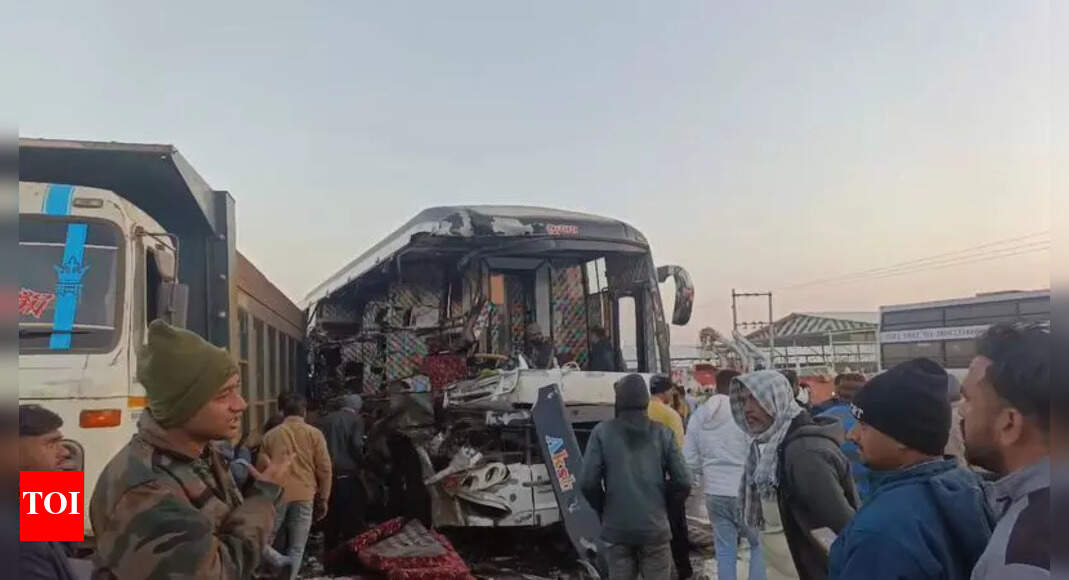Three children among six killed as bus crashes into stationary truck | Rajkot News - Times of India
