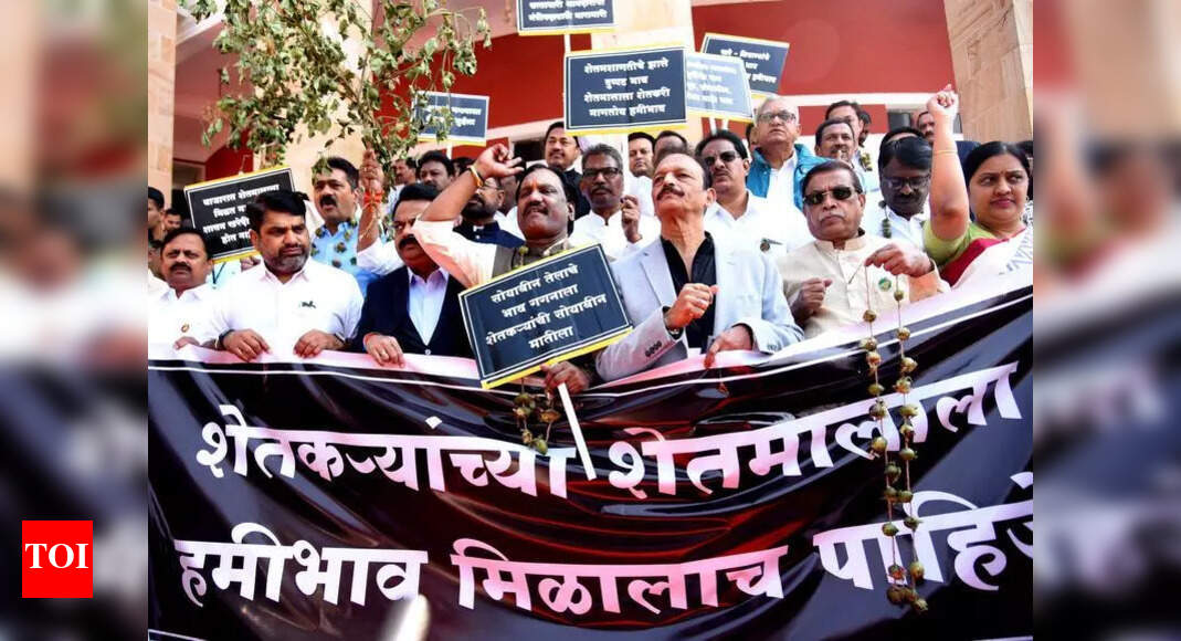 Opposition stages protest for MSP, aid to flood-hit farmers | Nagpur ...