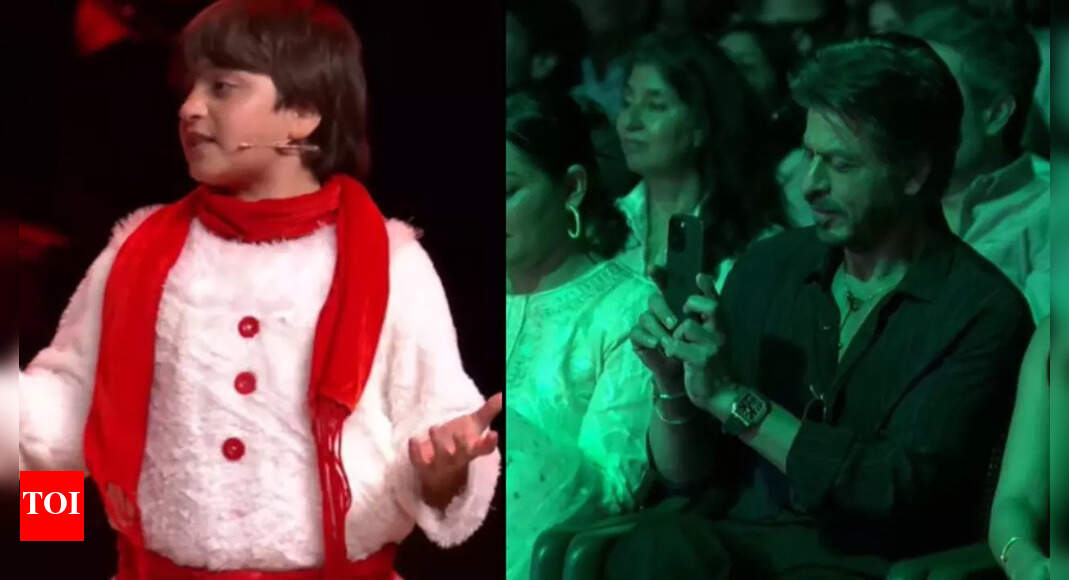 Shah Rukh Khan captures AbRam's Christmas play at Ambani school annual day: Watch video | Hindi ...