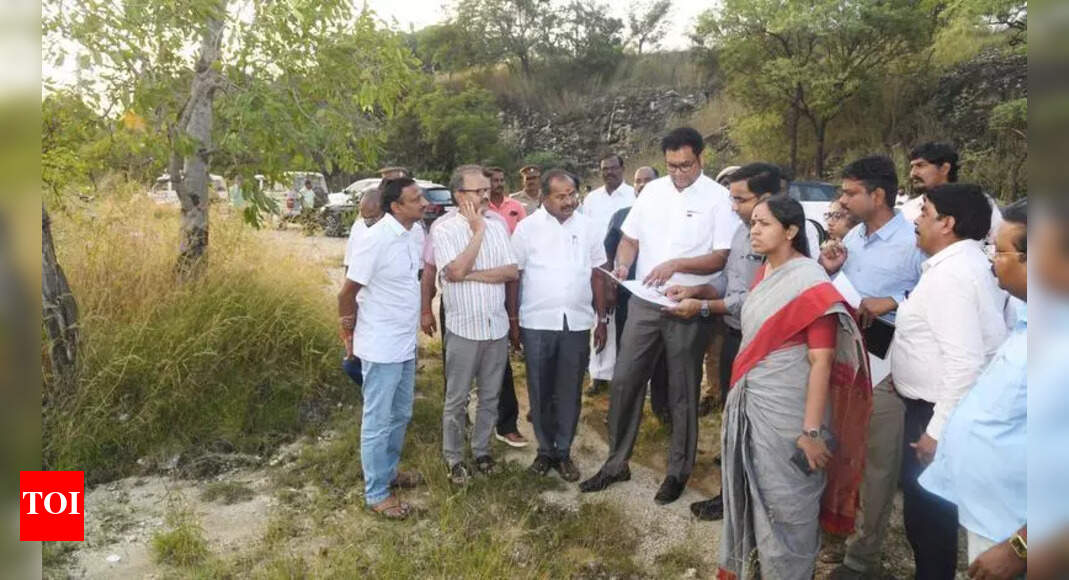 T R B Rajaa inspects proposed site for Sipcot textile park in Salem ...
