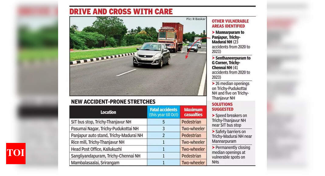 7 new accident-prone sites identified in Trichy | Trichy News - Times ...