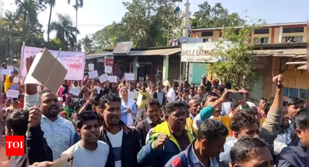 Tea estate workers protest after shut down for 2 yrs | Guwahati News ...