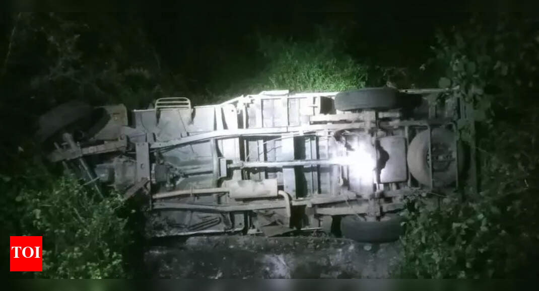 Tomato laden vehicle overturns in Erode, driver injured | Coimbatore News - Times of India