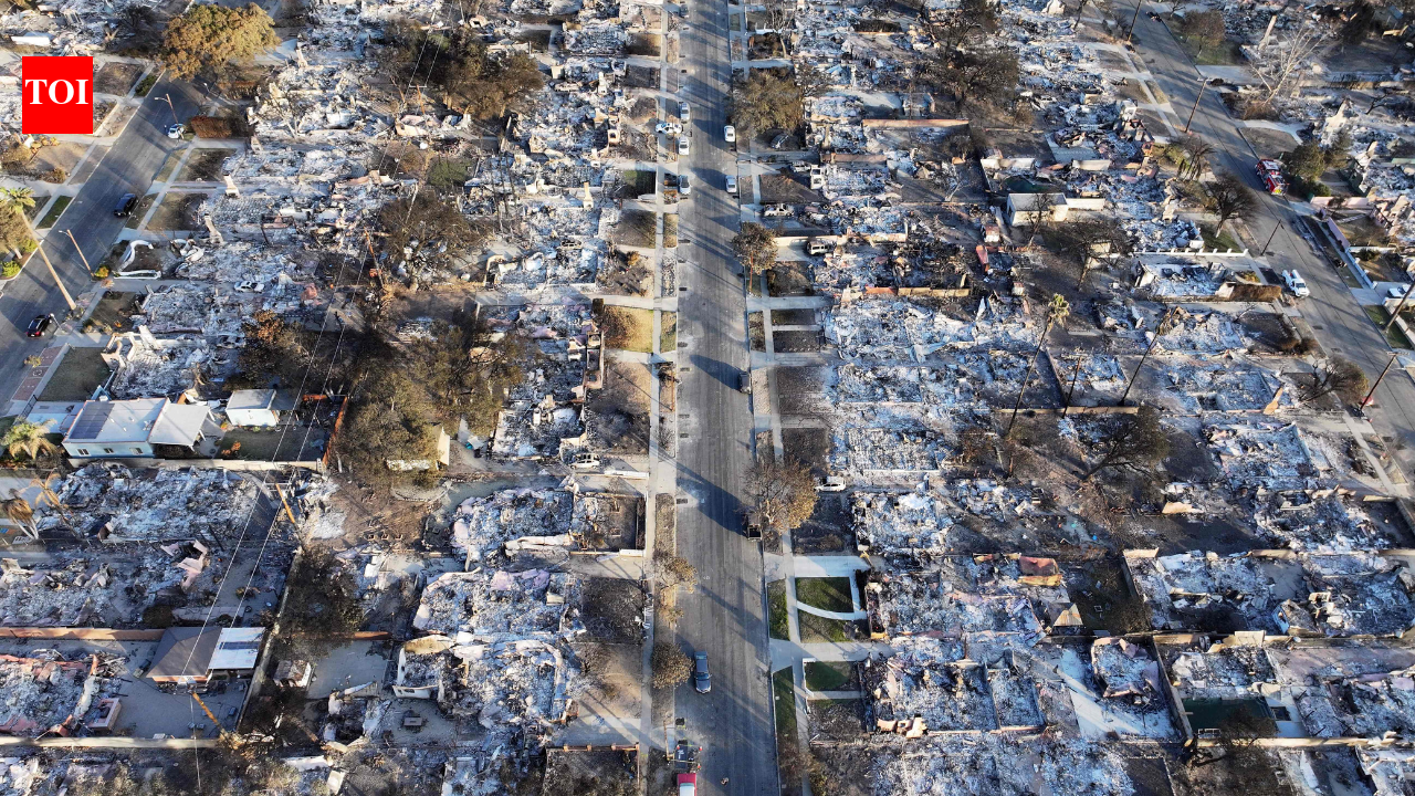 Aerial view captures the aftermath of wildfires in Los Angeles