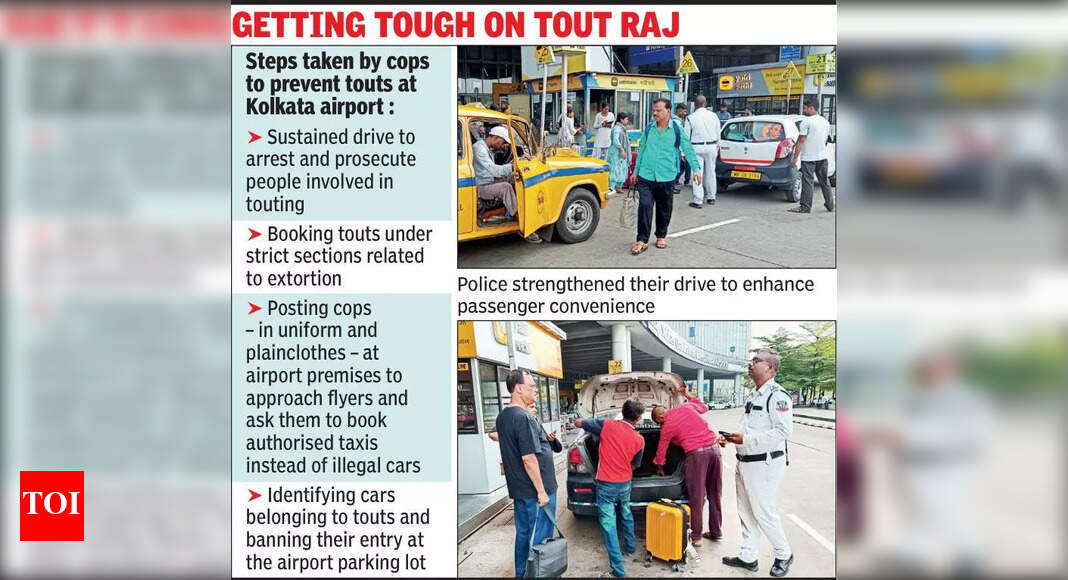 Cops crack down on taxi touts & unauthorized app bikes at airport ...