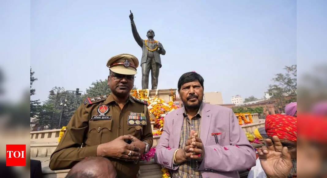 Ambedkar statue desecration: Union minister of state Ramdas Athawale reaches Punjab’s Amritsar ...