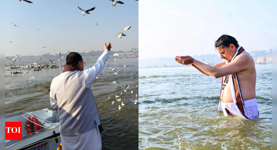 Maha Kumbh 2025: Uttarakhand CM Pushkar Singh Dhami takes holy dip at Triveni Sangam | Prayagraj ...
