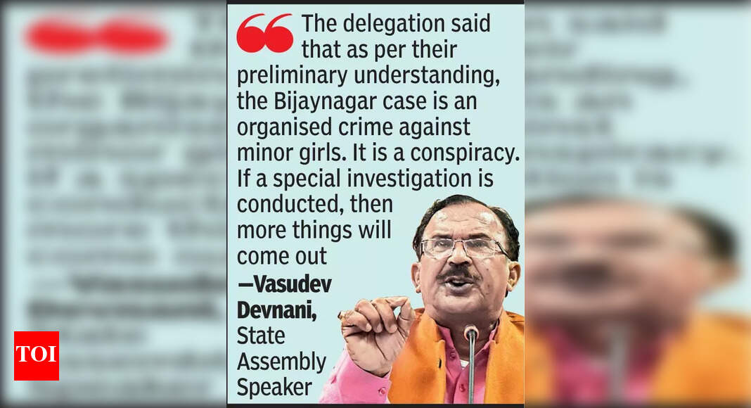 Devnani “directs” DM, SP to form SIT in Bijaynagar sexual abuse case ...