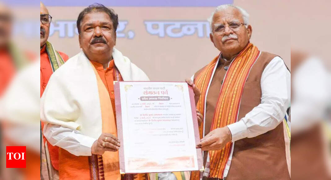 Jaiswal elected state BJP chief for 3 years | Patna News - The Times of ...